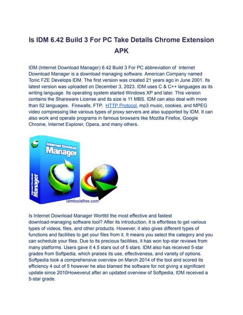 Internet Download Manager 6.42 Build 41 Full Activated 2025 | PPTX