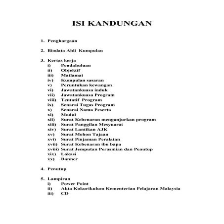 Isi kandungan | DOCX