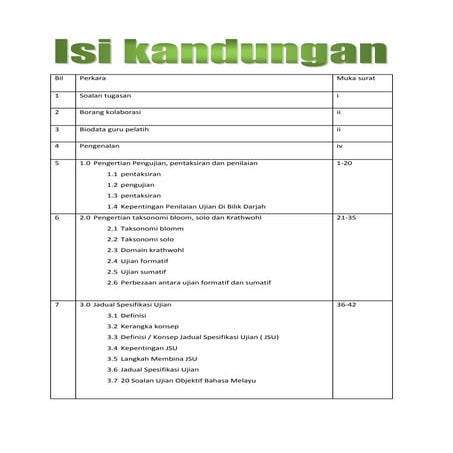 Isi kandungan | DOCX