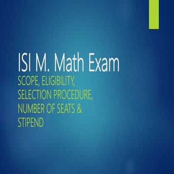 ISI Master of Mathematics (M. Math) Information | PPT