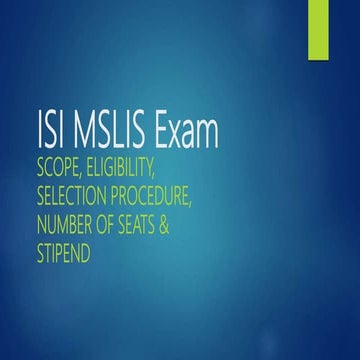 ISI Master of Science in Library and Information Science (MSLIS ...