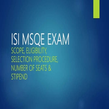 ISI Master of Science in Quantative Economics (MSQE) Information | PPTX