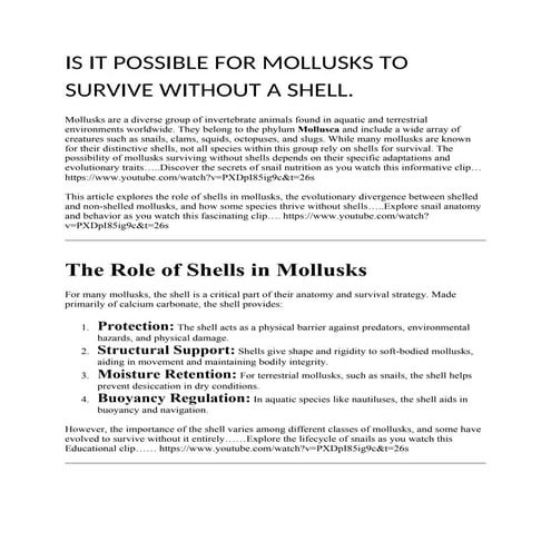 IS IT POSSIBLE FOR MOLLUSKS TO SURVIVE WITHOUT A SHELL..docx
