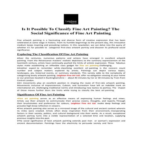 Is It Possible To Classify Fine Art Painting? The Social Significance ...