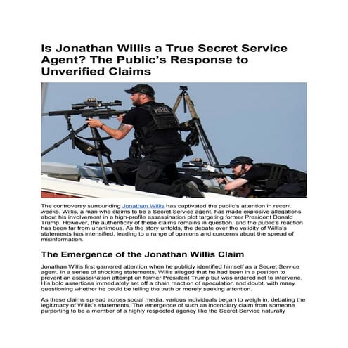 Is Jonathan Willis a True Secret Service Agent? The Public’s Response to Unverified Claims | PDF