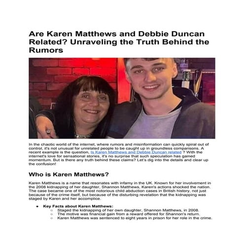is karen matthews and debbie duncan related.docx