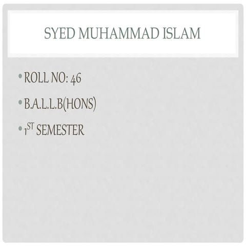 Syed Muhammad Islam Khan from Punjab University Lahore | PPTX