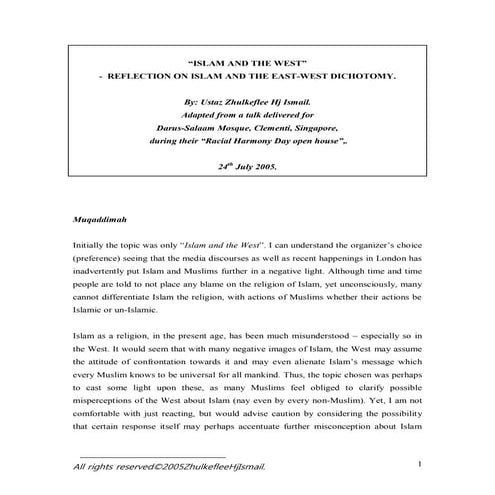 Islam and the west | PDF