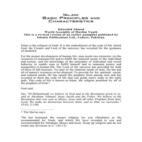 Islam basic principles_and_characteristics | PDF