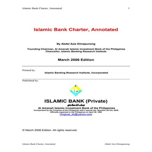 Islamic bank charter annotated | PDF