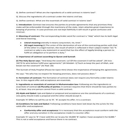 Islamic contract | DOCX