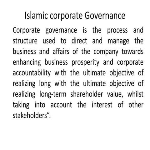 Islamic corporate governance chII | PPTX