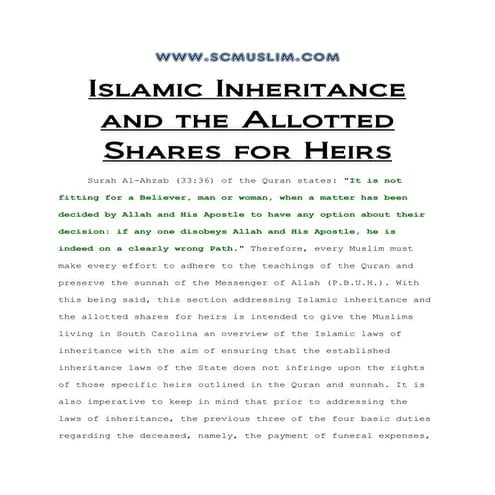 Islamic inheritance and the allotted shares for muslim heirs www ...