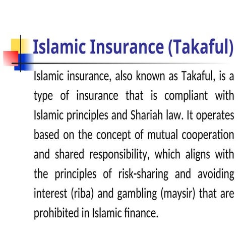 Islamic Insurance.ppt insurance and risk management | PPT