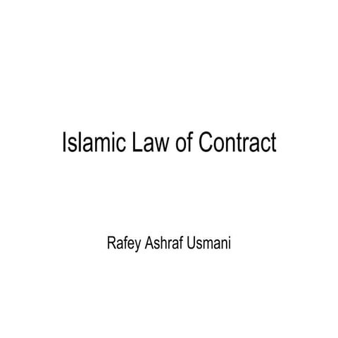 Islamic law of contract | PPT