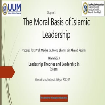 The Moral Basis of Islamic Leadership | PPTX