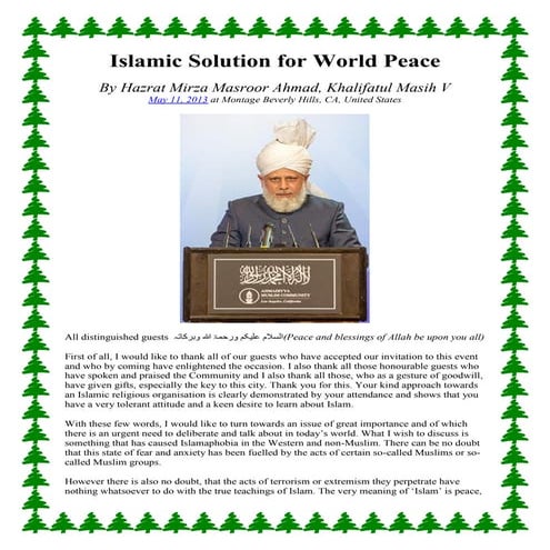 Islamic solution for world peace | PDF