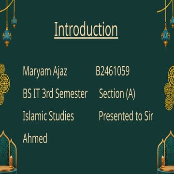 Islamic Studies Presentation slides pptx | PPTX