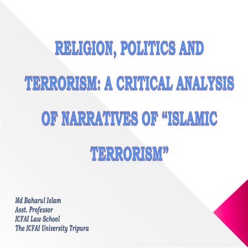 RELIGION, POLITICS AND TERRORISM: A CRITICAL ANALYSIS OF NARRATIVES OF ...