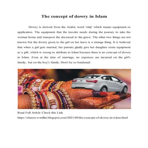 The concept of dowry in Islam | DOCX