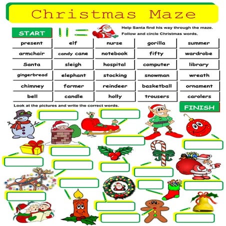 Christmas maze-vocabulary | DOC | Holidays