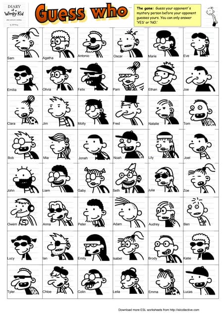Guess Who Character Sheets Printable