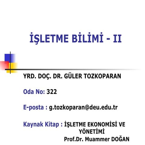 Isletme 2 Ders 1 | PPT