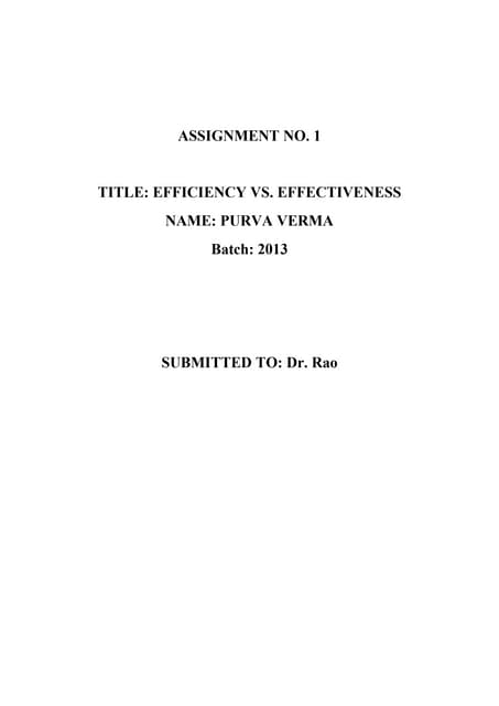 Efficiency and effectiveness: Presentation with Examples | PPTX