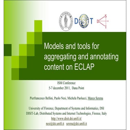 Models and tools for aggregating and annotating content on ECLAP | PDF | Web Design and HTML ...