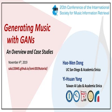 ISMIR 2019 tutorial: Generating music with generative adverairal ...