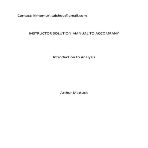 Introduction to Analysis by Arthur Mattuck | PDF