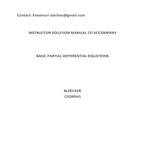 Basic Partial Differential Equations | PDF