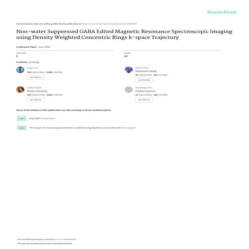 Metabolite Cycled GABA Edited Magnetic Resonance Spectroscopic Imaging ...