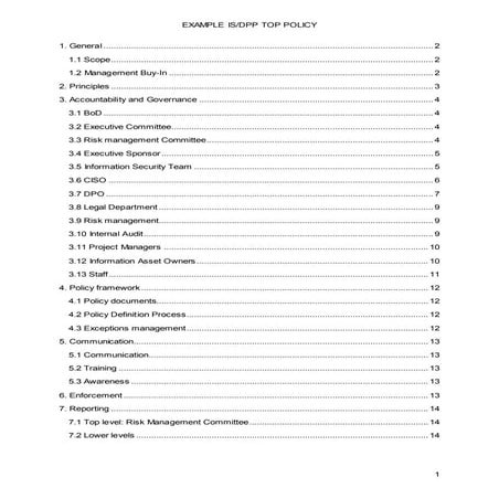 ISMS IS/DPP TOP POLICY - example (governance) | DOCX