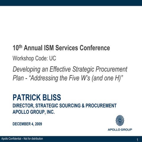 2009 ISM Services Conference Presentation 2009 | PPTX