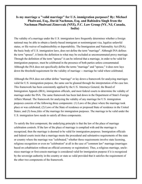 Validity of marriage formal validity | PPT