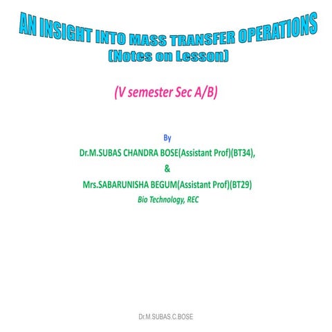 Iso 8859-1 -mass transfer operations | PPTX | Chemistry | Science