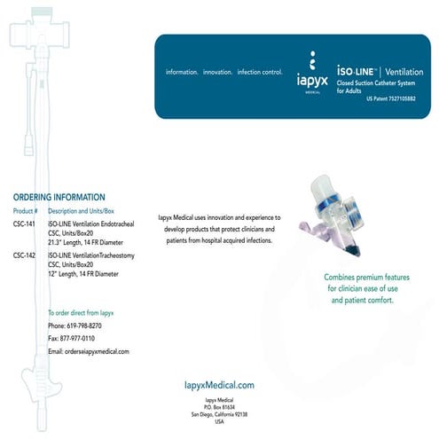 iapyx ☛ iso line Closed Suction Catheter Product Features | PDF