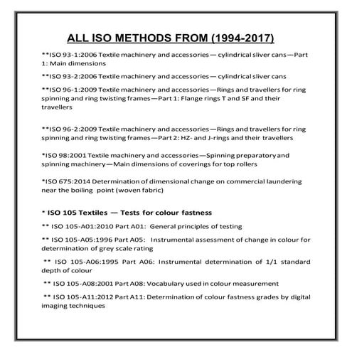 ISO methods From (1994-2017) | DOCX