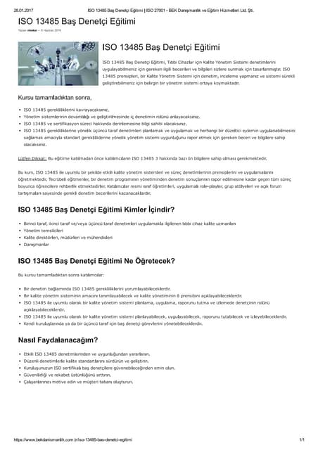 Iso 13485 temel bilgilendirme eğitimi | PDF