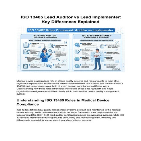 ISO 13485 Lead Implementer vs Lead Auditor: Key Differences Explained | PDF