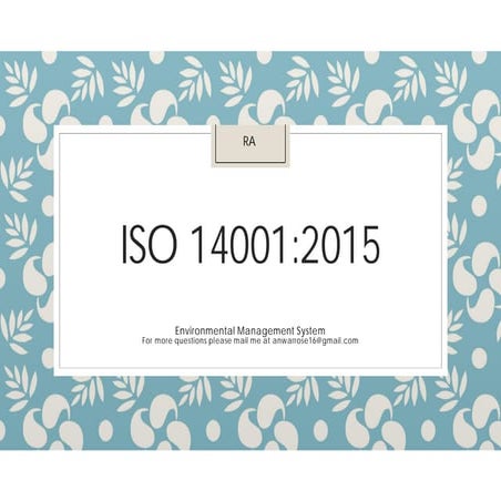 ISO 14001:2015 ENVIRONMENT MANAGEMENT SYSTEM | PDF