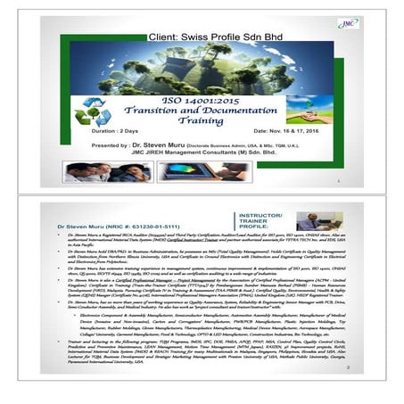 Iso 14001 2015 transition & documentation training notes | PDF