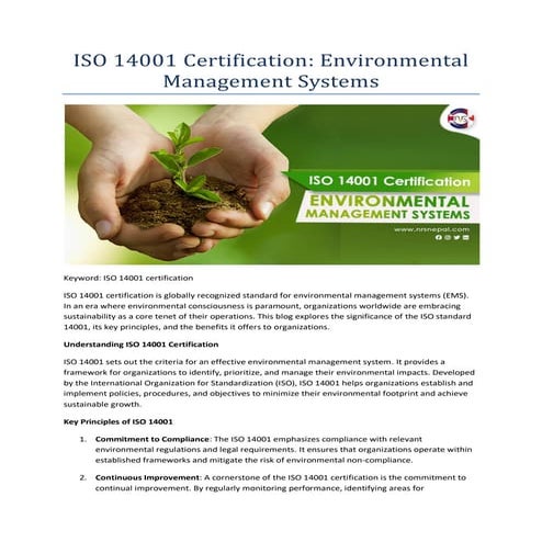 ISO 14001 Certification word wide services.pdf | Environmental Services ...