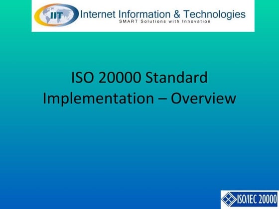 ISO 20000 Implementation Presentation | PDF | IT and Internet Support | Internet