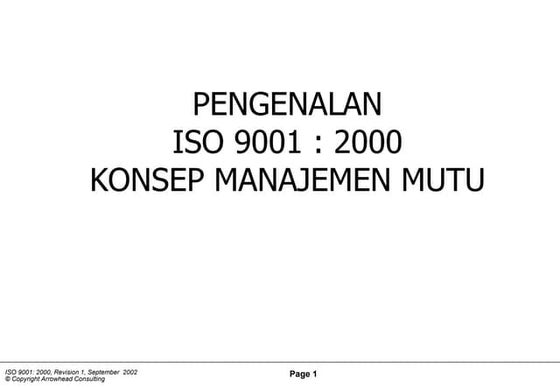 ISO 9001 Elements The Version of year 2000 | PPT
