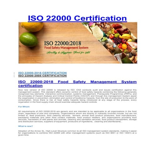 Presentation on ISO 22000 | PPTX