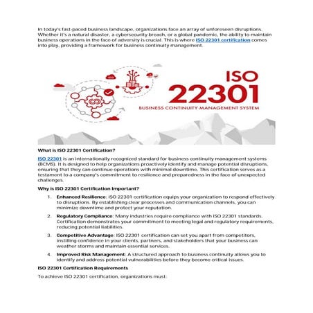 ISO 22301 Certification What You Need to Know.pdf | Business | Business and Finance