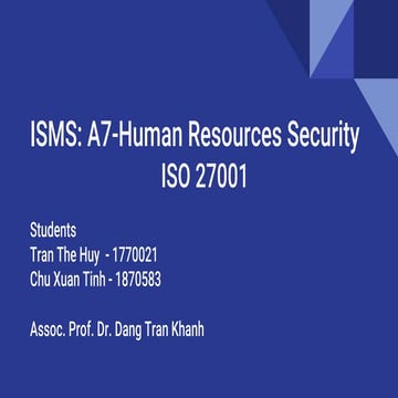 ISMS: A7-Human Resources Security ISO 27001 | PDF