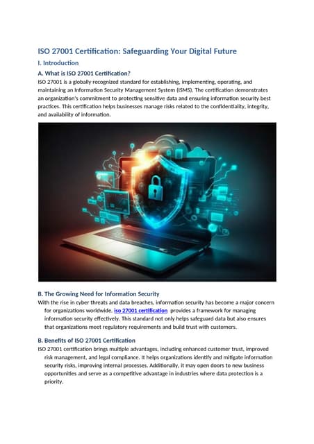 "Safeguarding Your Organization's Data with ISO 27001" | PPTX